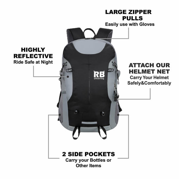 High Visibility Black Reflective Commuter Motorcycle Backpack Riderbag ...