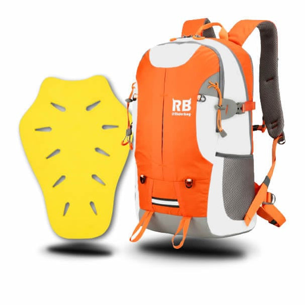 Riderbag Motorcycle Backpack Combo Hi Vis Orange 35L + Ce level 2 back ...